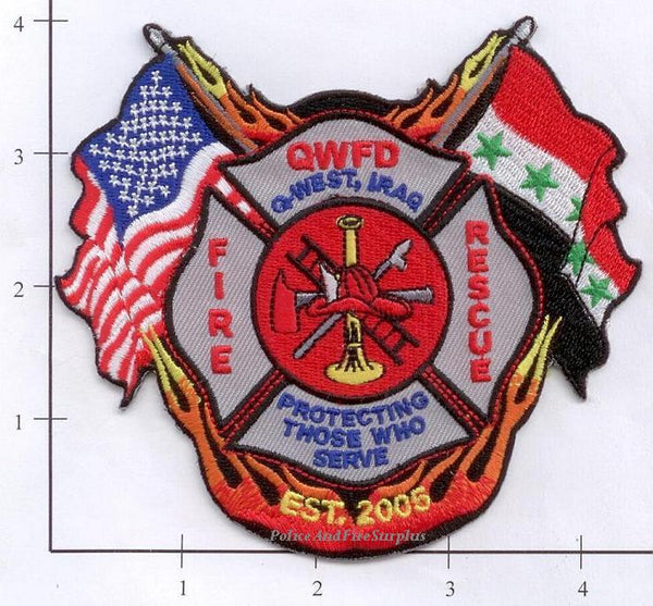 Iraq - Q-West Fire Dept Fire Rescue Patch – Police And Fire Surplus