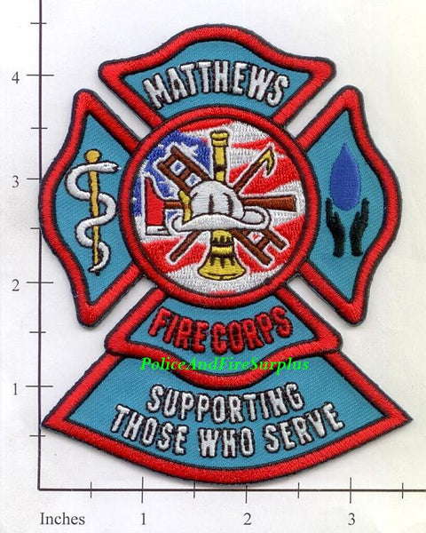 North Carolina - Matthews Fire Corps Fire Dept Patch – Police And Fire ...
