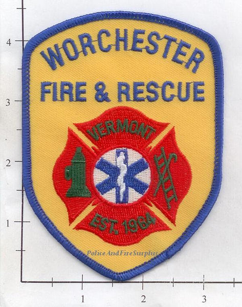 Vermont - Worcester Fire & Rescue Patch – Police And Fire Surplus