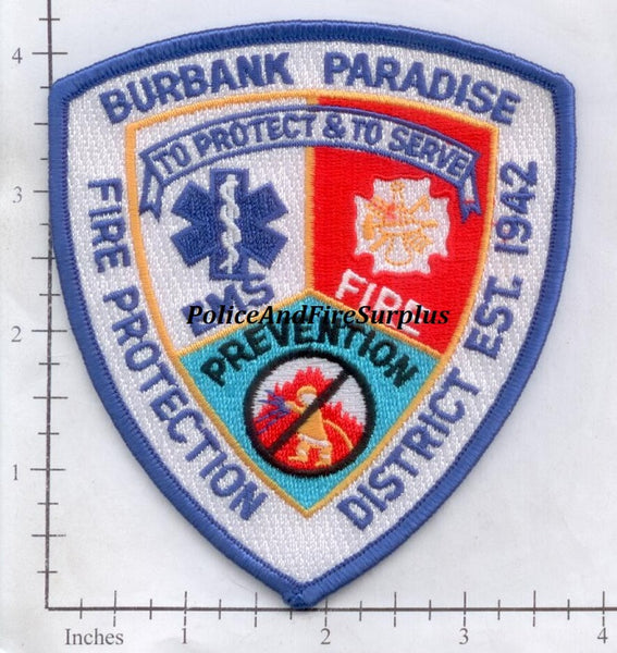 California - Burbank Paradise Fire Protection District Patch – Police ...