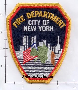 New York City Fire Dept Shoulder Patch with Shamrock, Irish and Americ ...