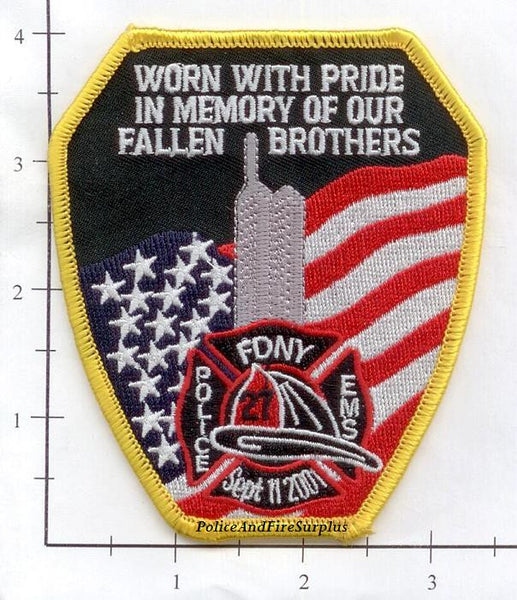 New York - NYC Fire Dept Patch WTC 9-11 - Worn With Pride Patch v8 ...